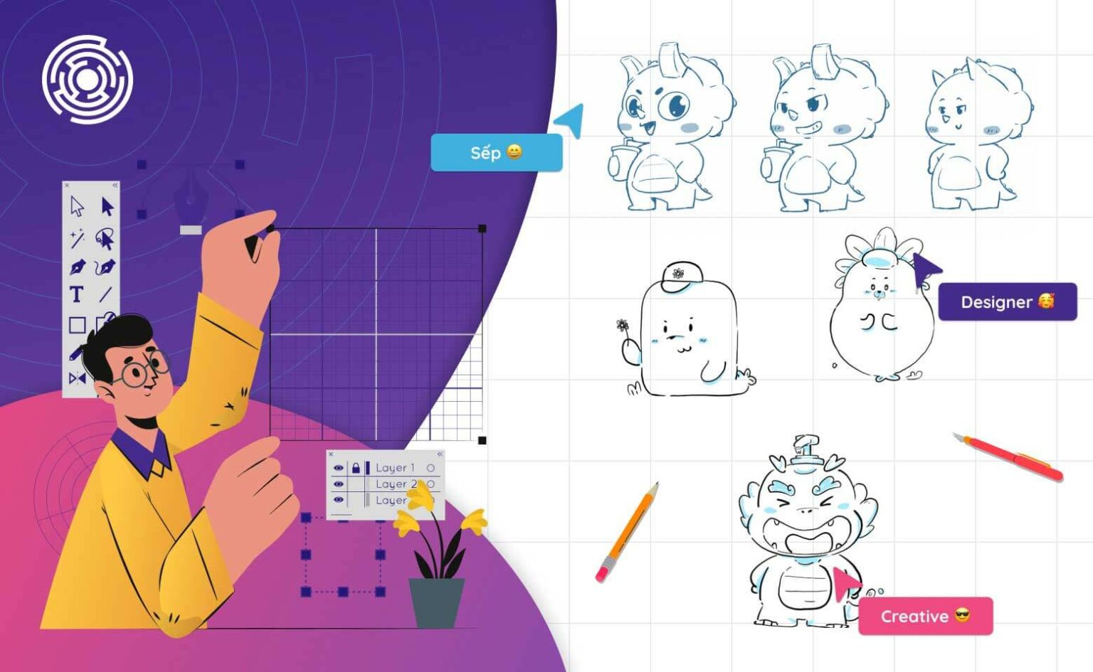 Quy trình thiết kế mascot premium tại Telos Agency